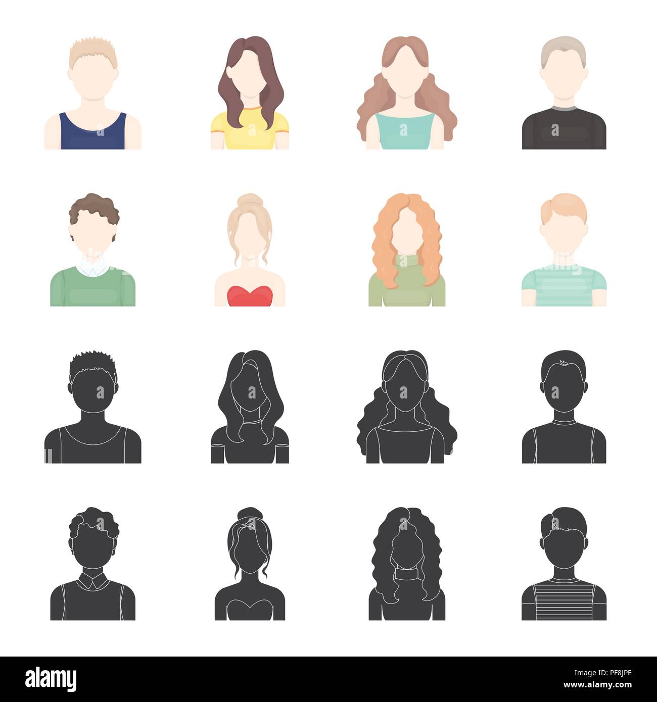 Curly-haired boy, blond, red-haired, teenager.Avatar set collection ...