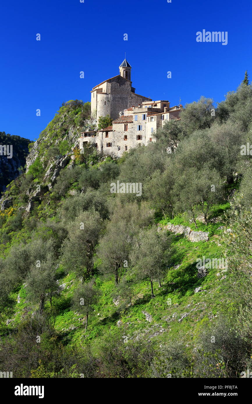 village of Peillon, Vallee du Paillon, Alpes-Maritimes, cote d"Azur, 06 ...