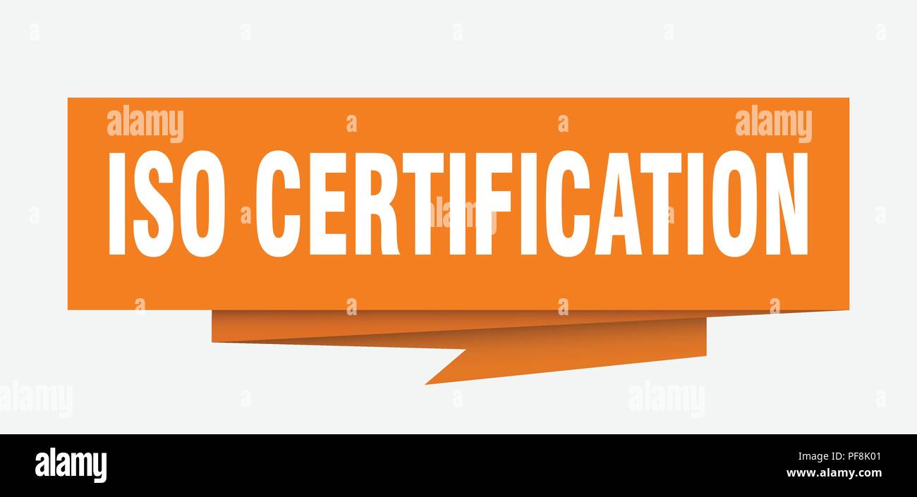 iso certification sign. iso certification paper origami speech bubble ...