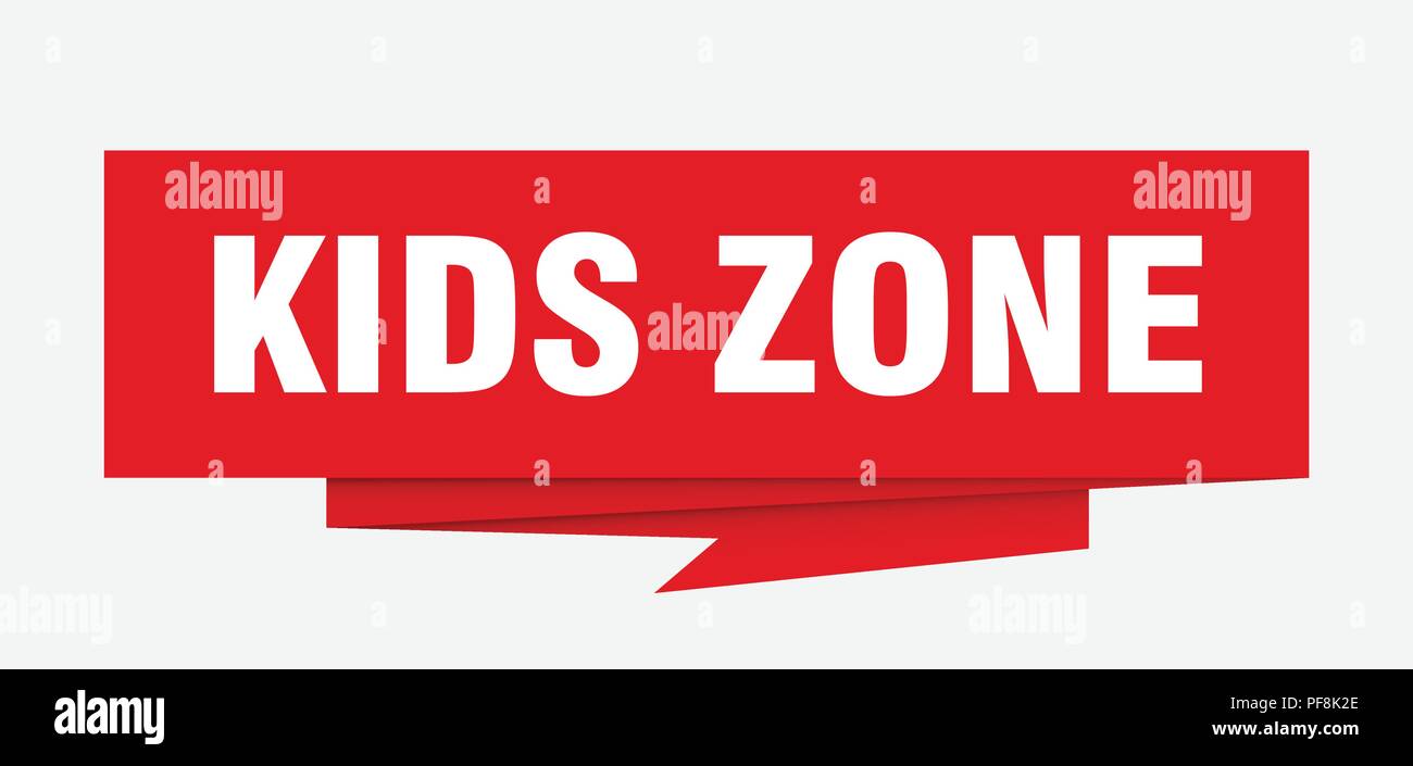 kids zone sign. kids zone paper origami speech bubble. kids zone tag ...