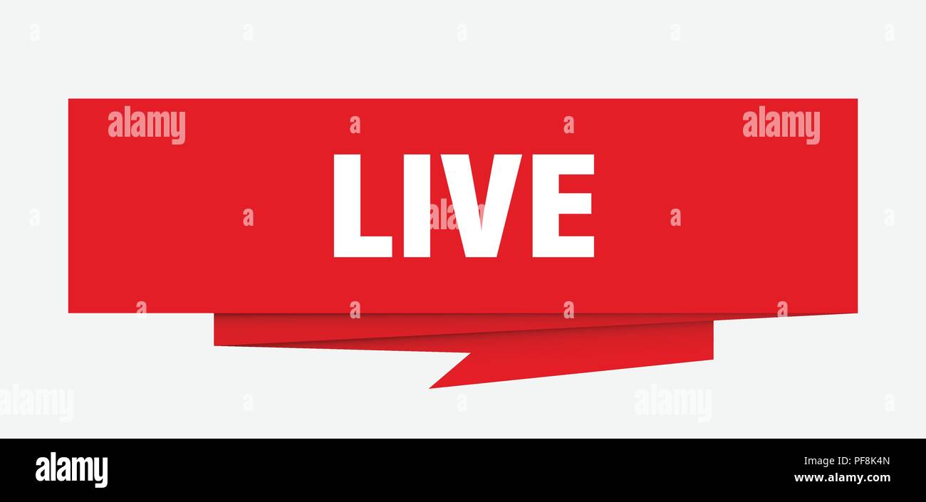 live sign. live paper origami speech bubble. live tag. live banner ...