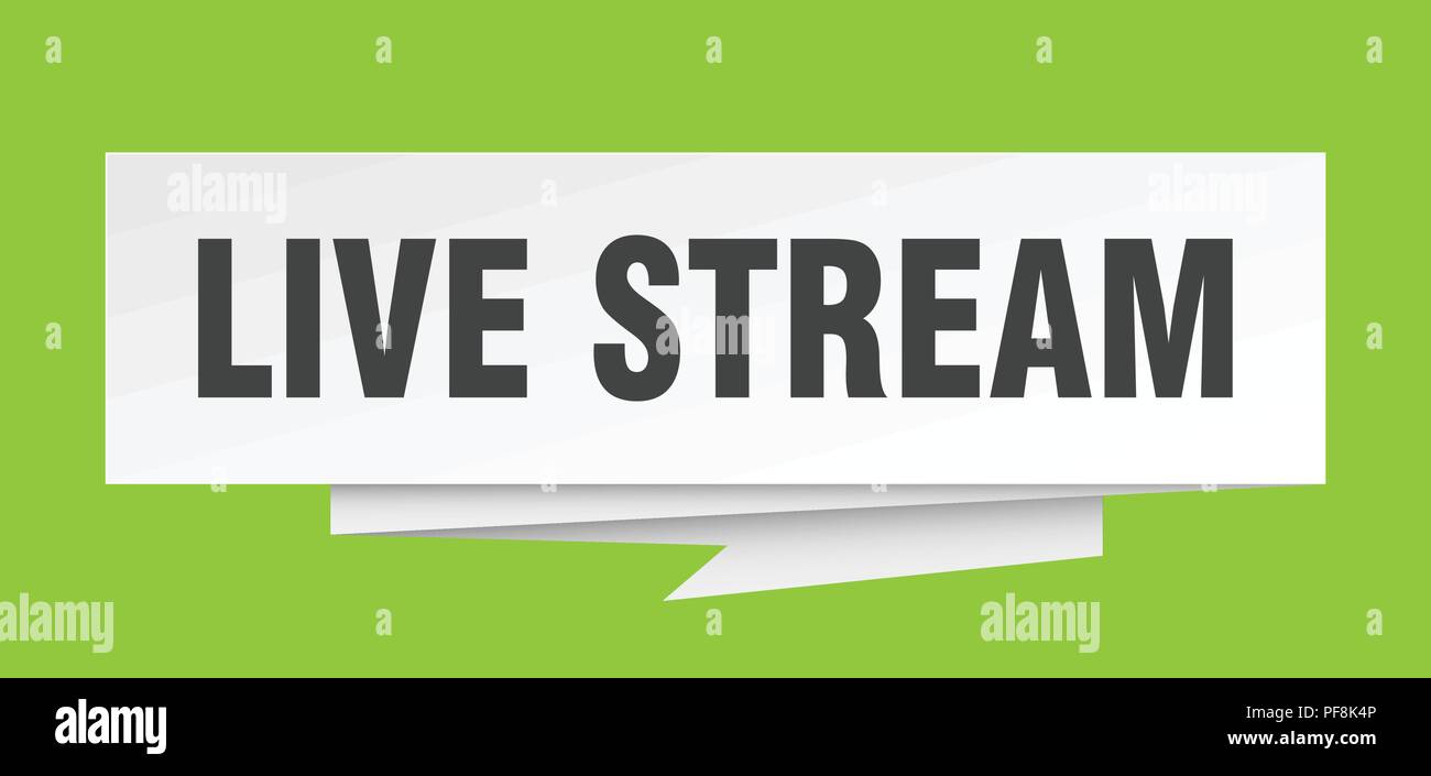 live stream sign. live stream paper origami speech bubble. live stream ...