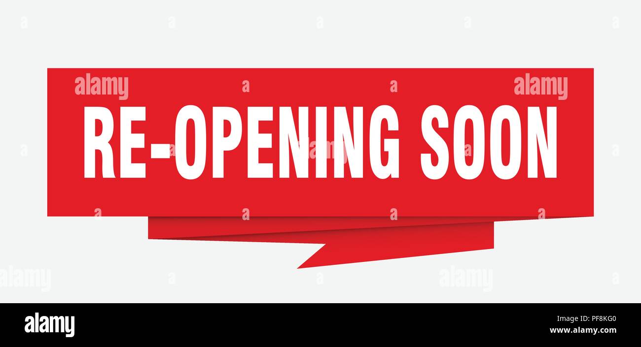 re-opening soon sign. re-opening soon paper origami speech bubble. re ...