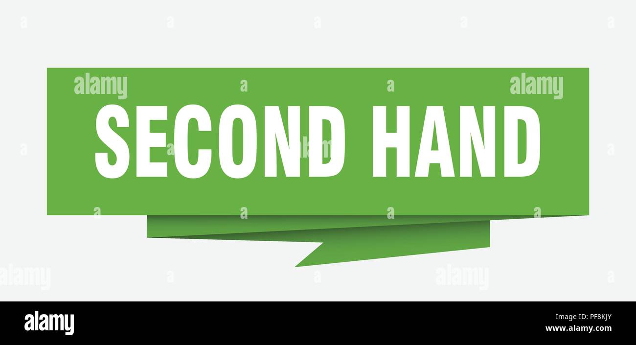 second hand sign. second hand paper origami speech bubble. second hand ...