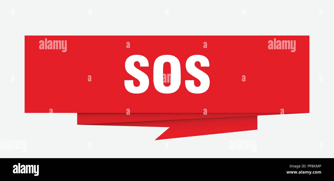 sos sign. sos paper origami speech bubble. sos tag. sos banner Stock ...