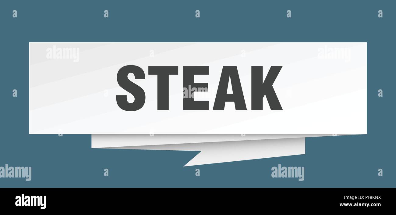 steak sign. steak paper origami speech bubble. steak tag. steak banner ...