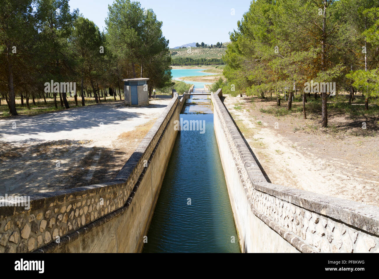 The outfall channel on the Presa de los Bermejales reservoir Spain ...