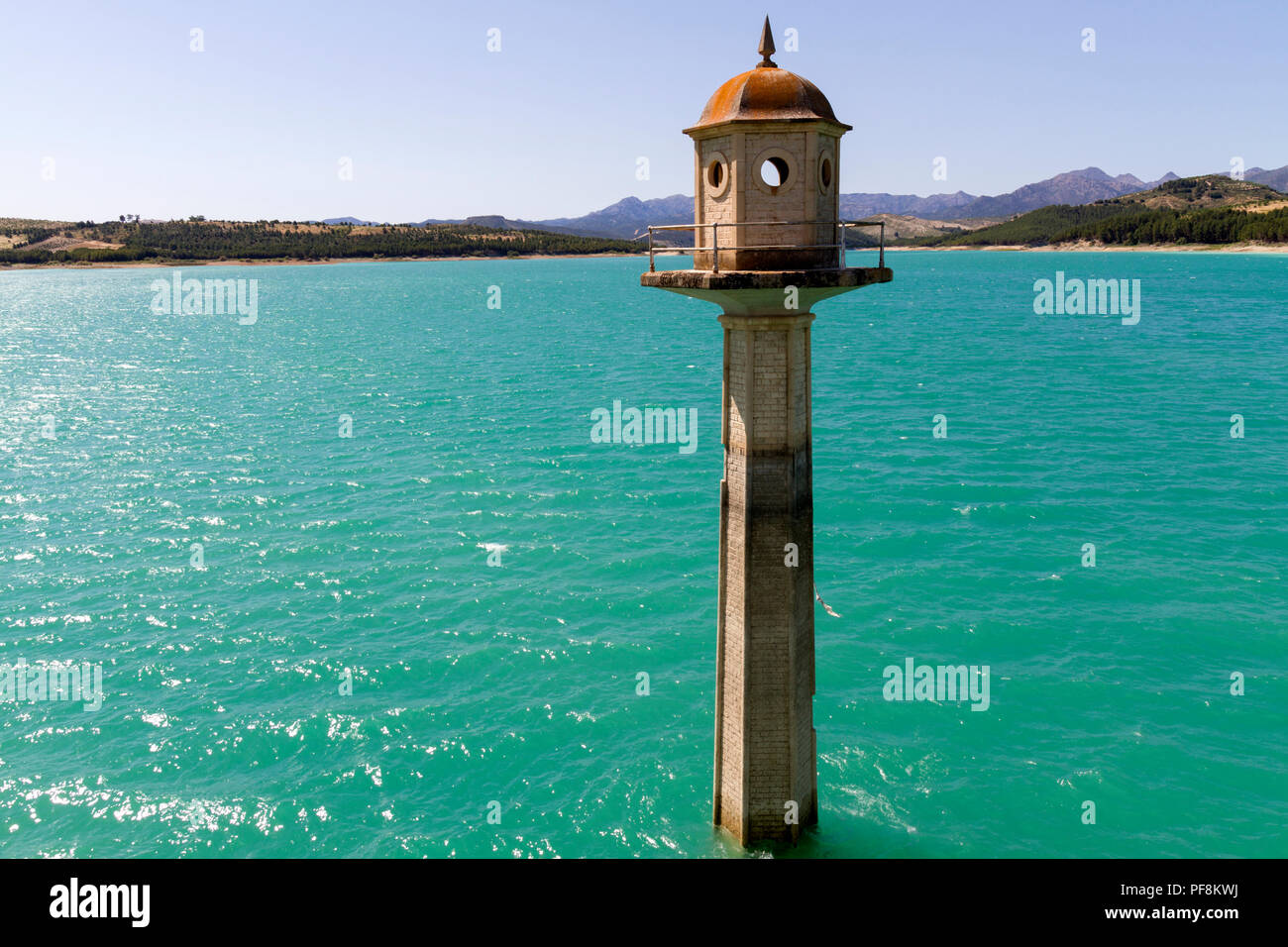 The Watch Tower in the Presa de los Bermejales reservoir Spain Stock ...