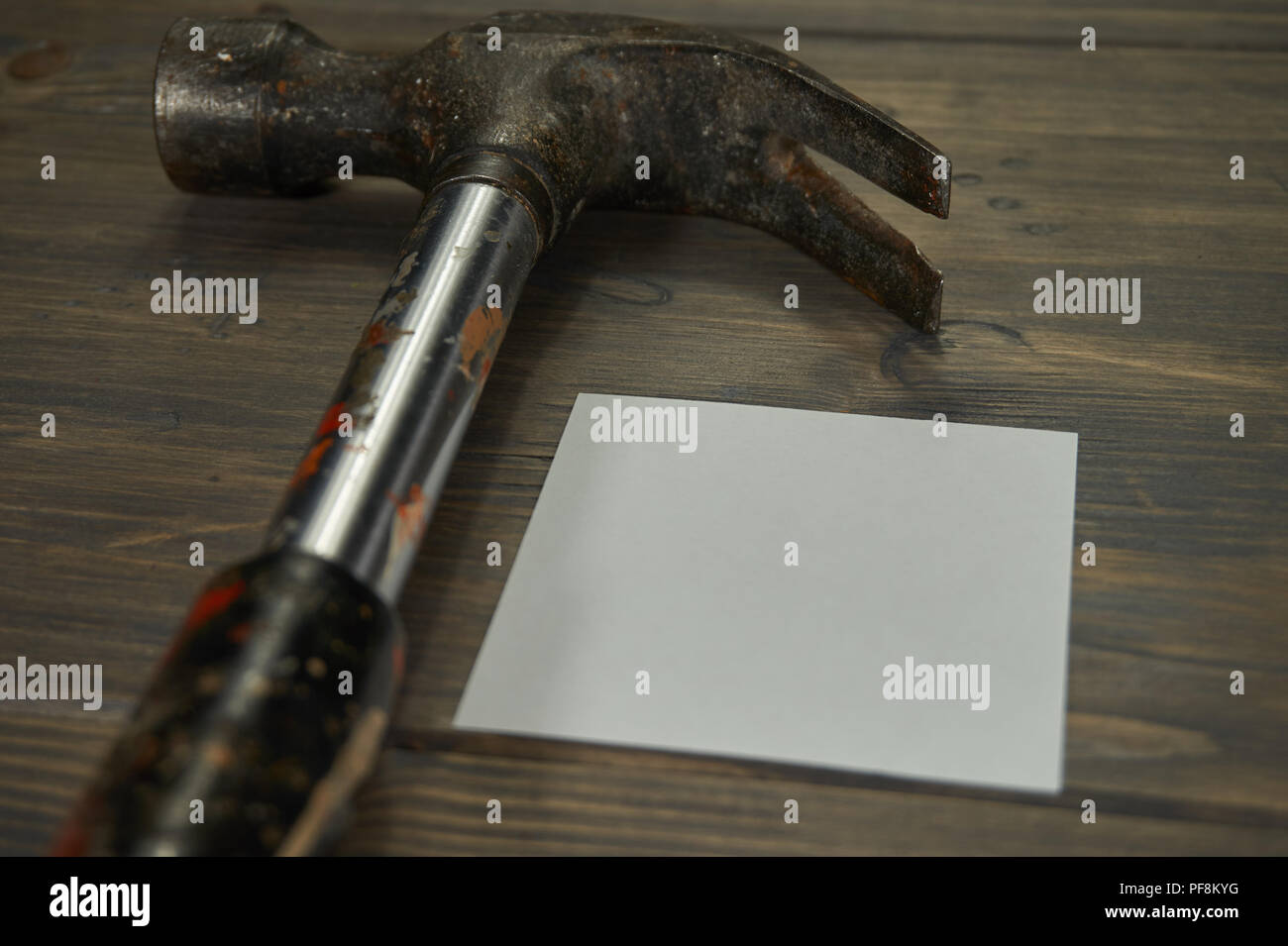 Conceptual construction and renovation still life with a hammer and ...