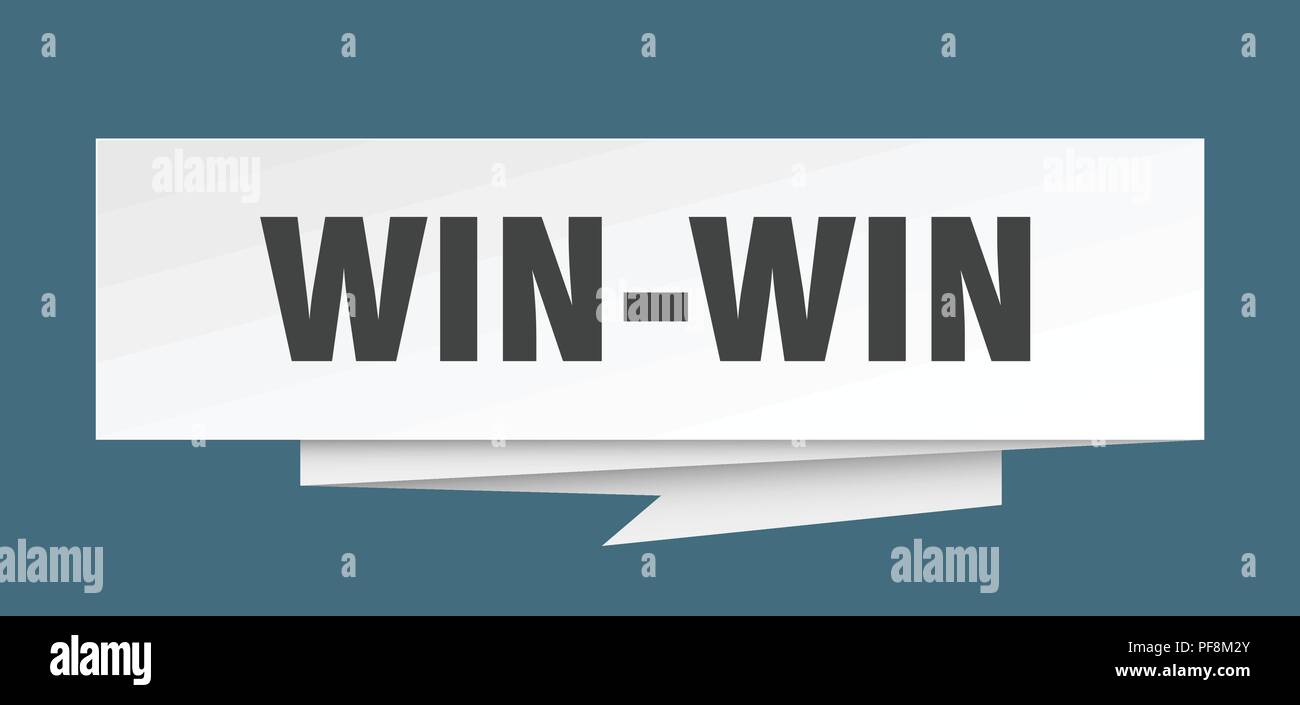 win-win sign. win-win paper origami speech bubble. win-win tag. win-win ...