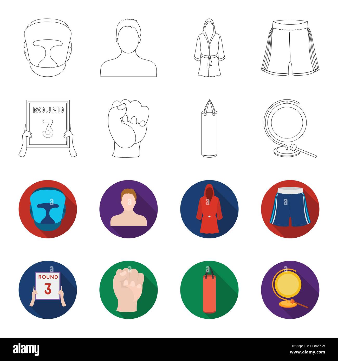 Boxing, sport, round, hand. Boxing set collection icons in outline,flat ...