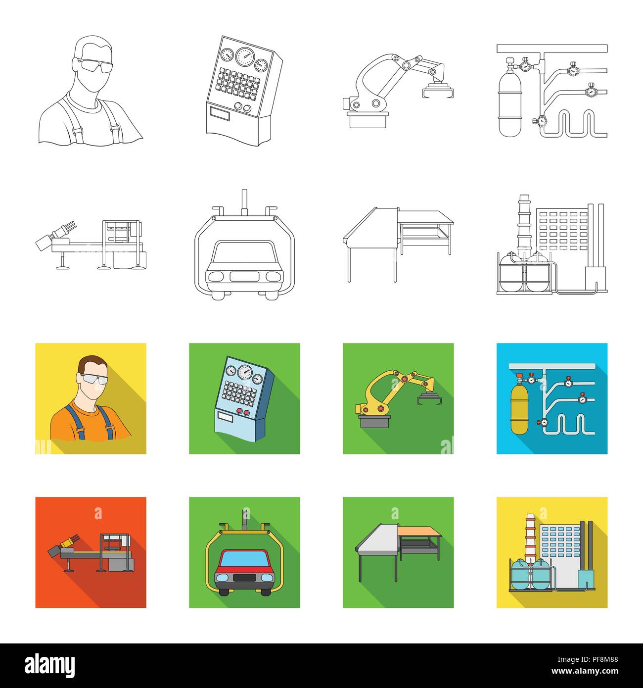 Automotive industry and other icon in outline,flat style.New ...