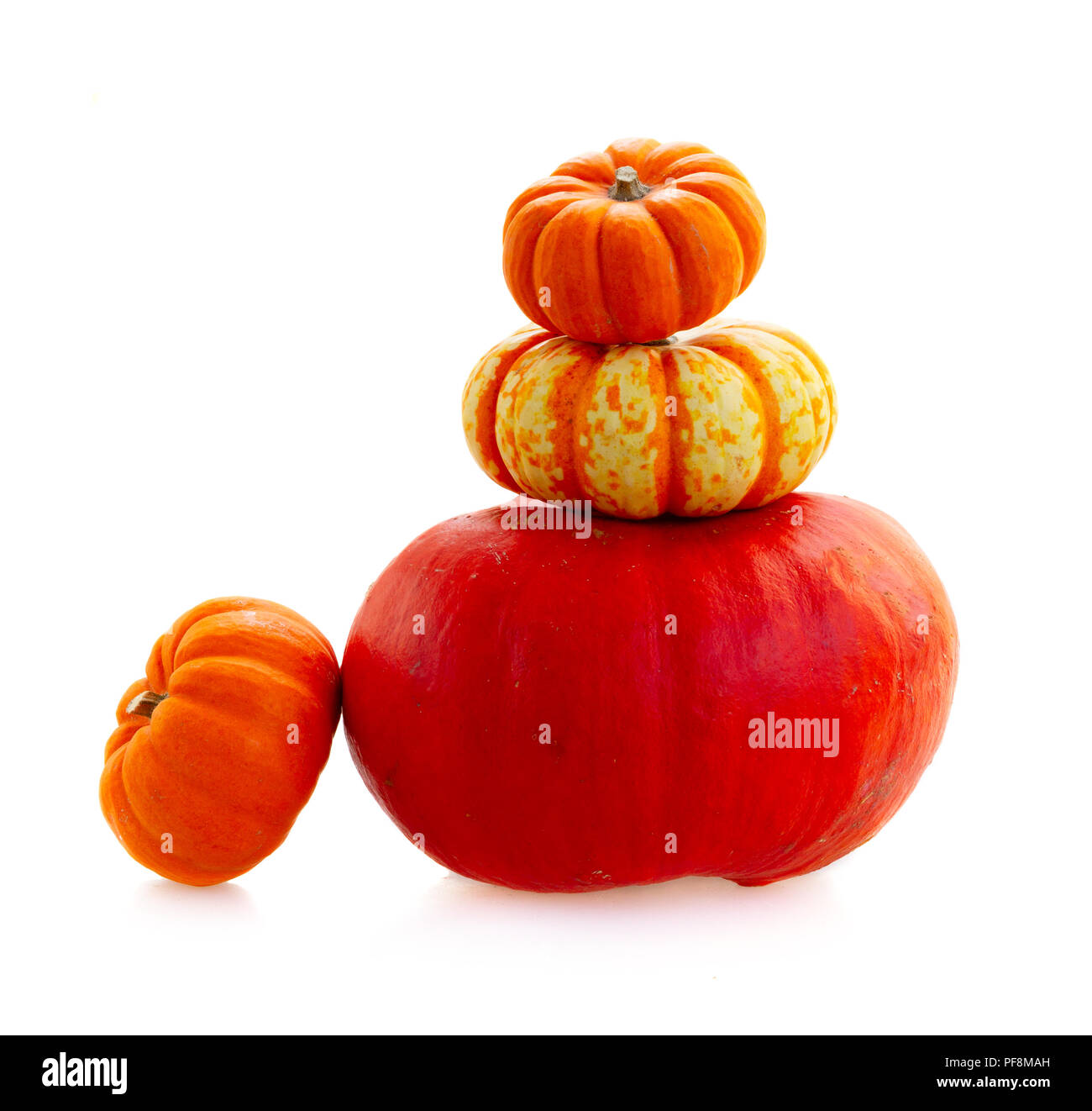 Fall stack of harvest pumpkins isolated on white background Stock Photo ...