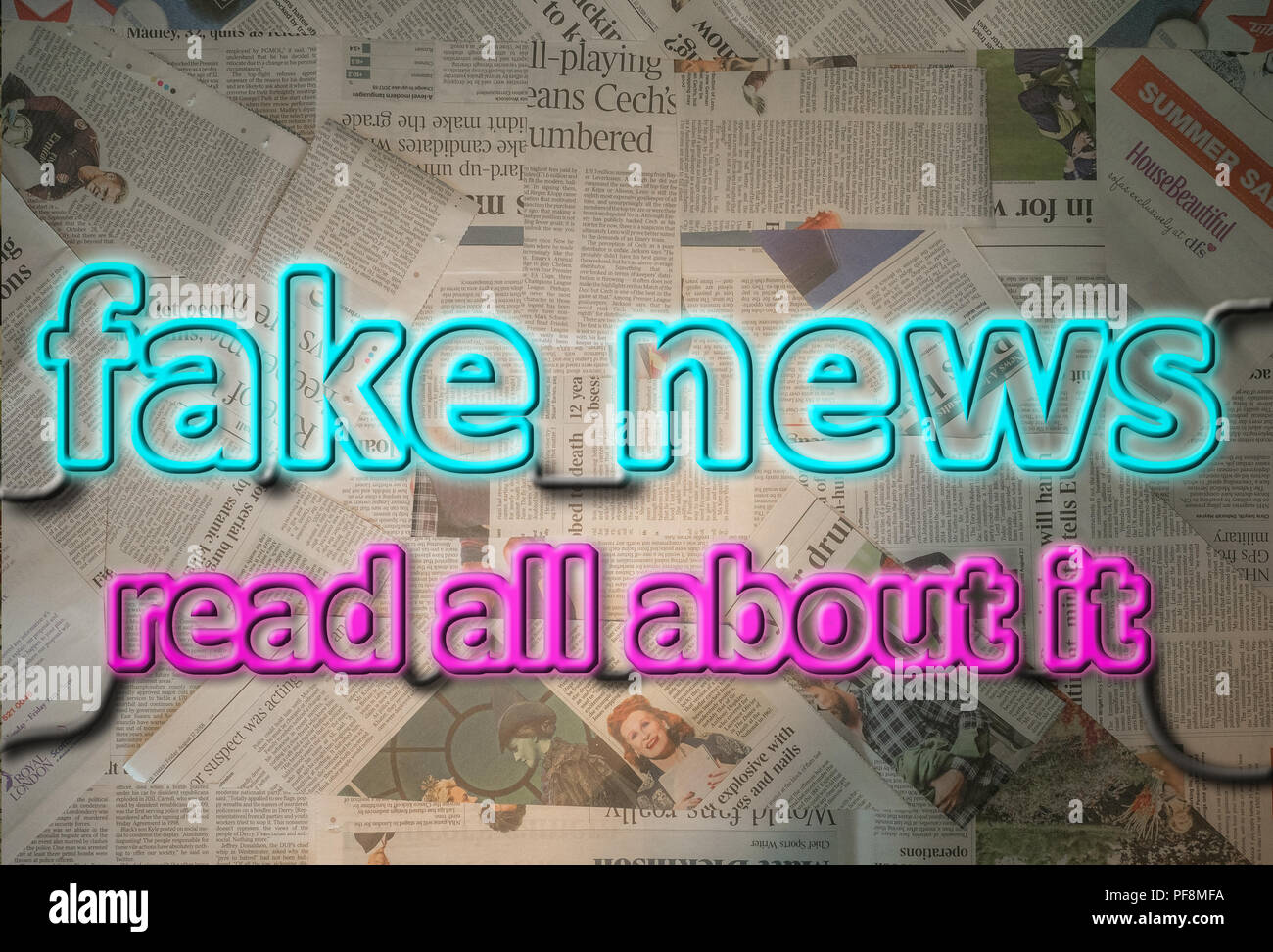 fake news neon sign Stock Photo - Alamy