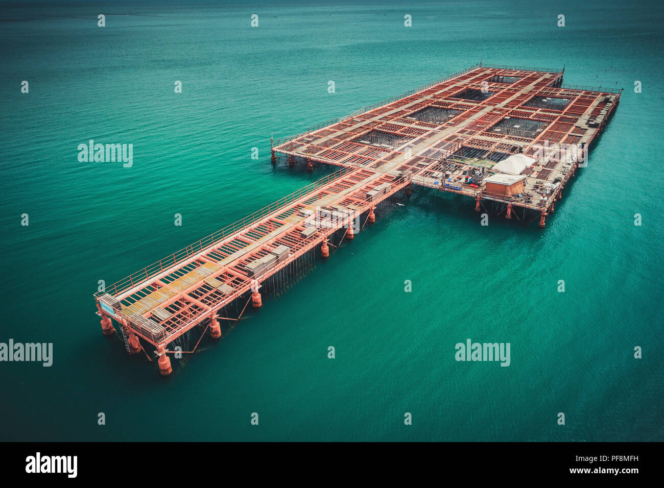 Aerial Drone View of sea and Farm on Cultivation of Seashells, Bulgaria ...