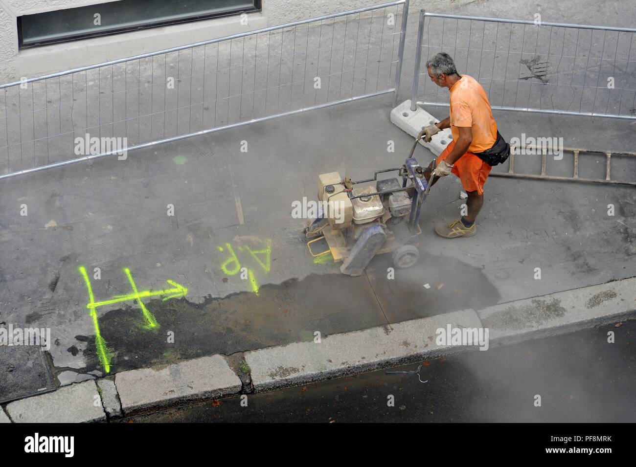 Milan (Italy), yard for road works Stock Photo - Alamy