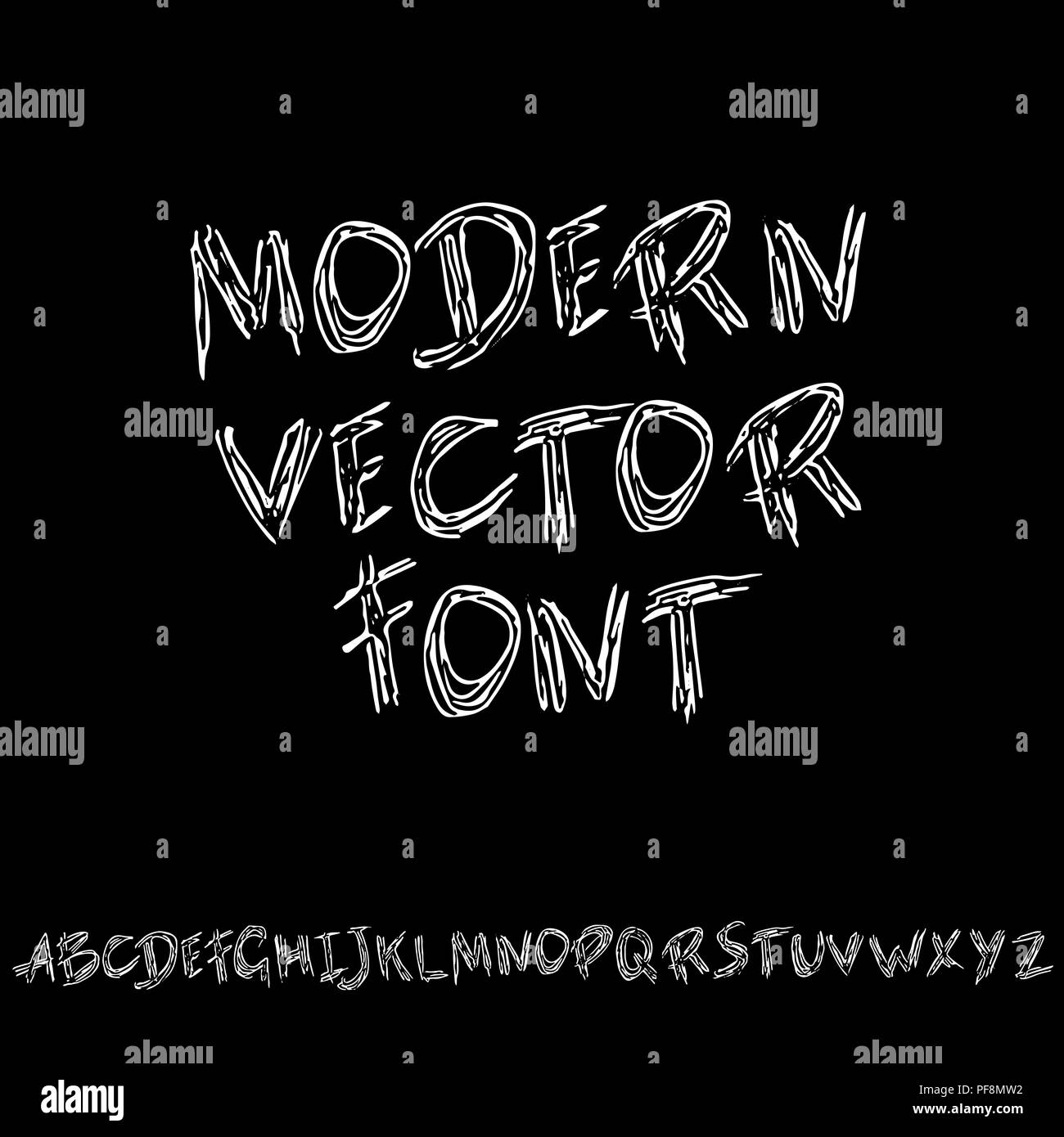 Hand drawn dry brush lettering. Grunge style alphabet. Handwritten font ...