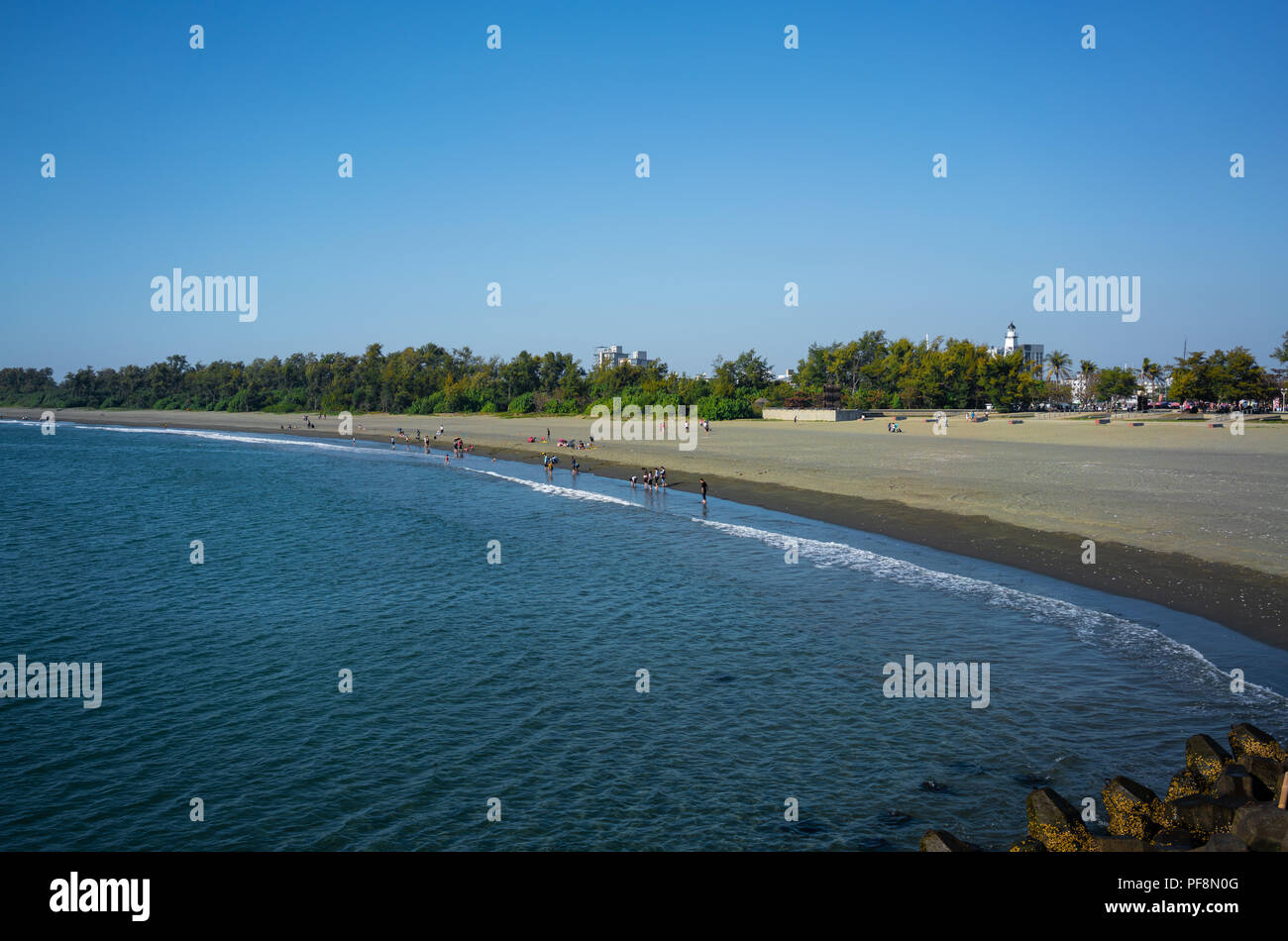 Anping beach panorama view in Chaiao Tou Beach Park in Anping district ...