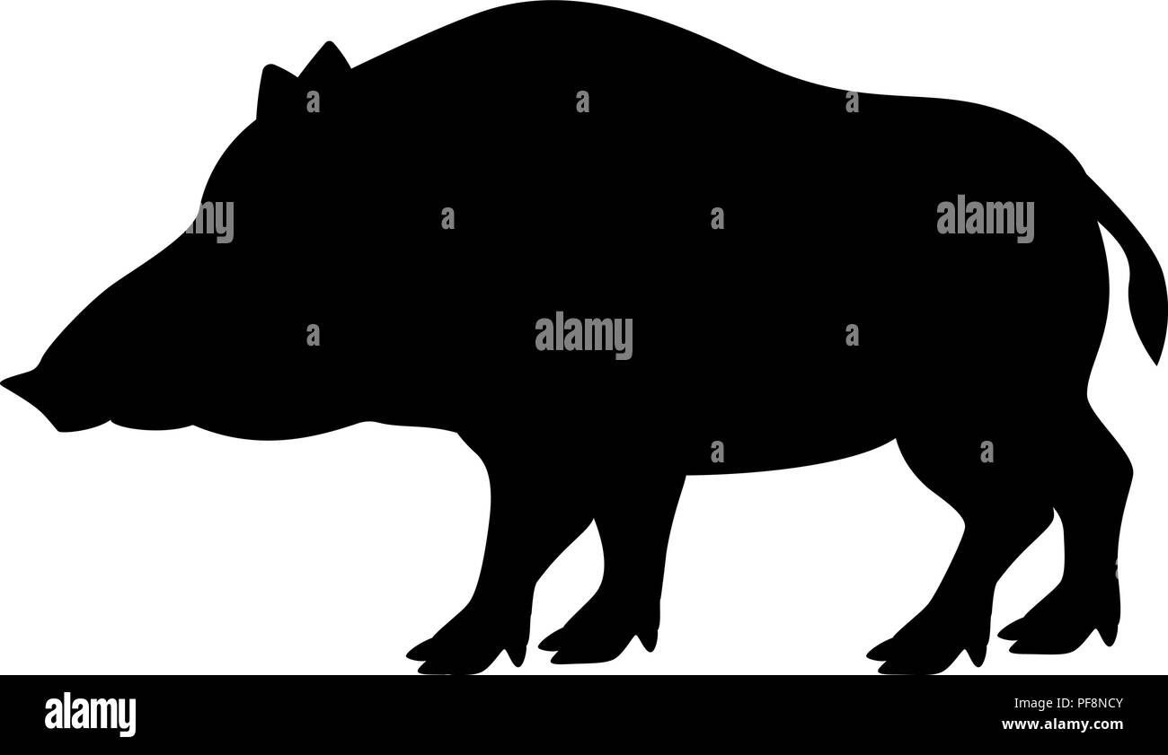 Vector illustration black silhouette wild boar Stock Vector Image & Art ...