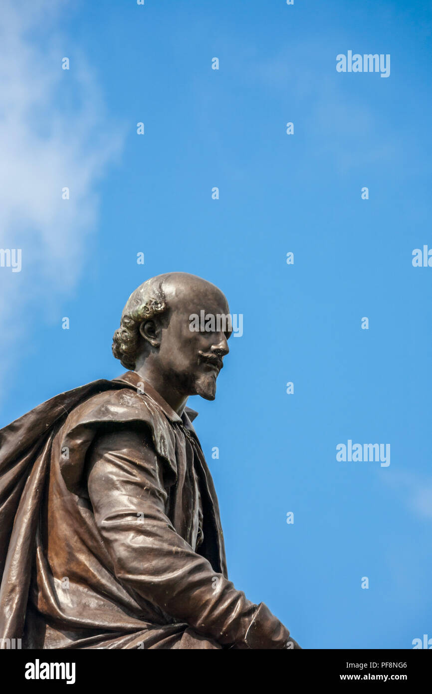 A bronze statue of William Shakespeare at the apex of the Gower ...