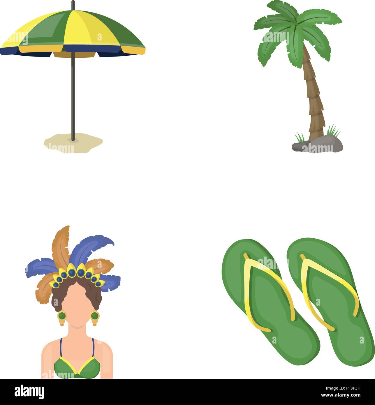 Brazil, country, umbrella, beach . Brazil country set collection icons ...