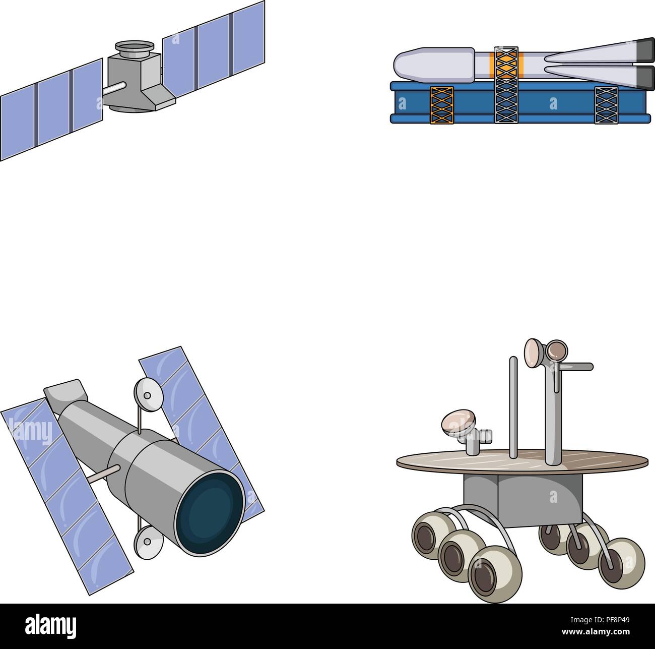 The space station in orbit, the preparation of the launch rocket, the ...