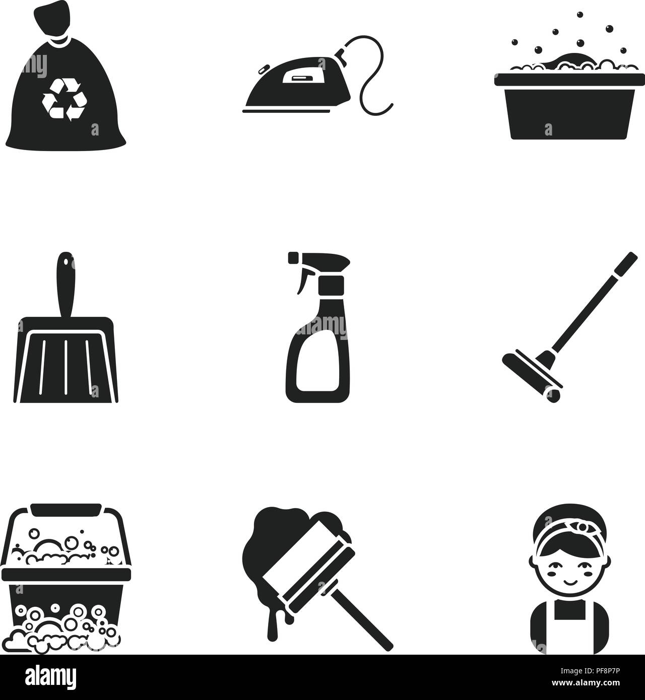 Cleaning set icons in black style. Big collection of cleaning vector ...