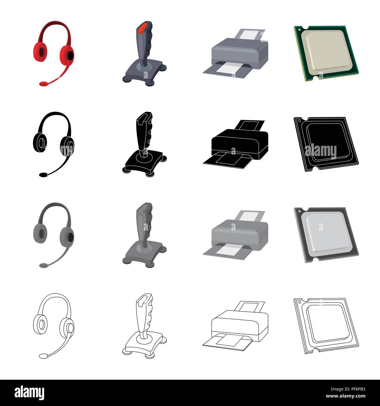 Computer equipment earphone with microphone, joystick, printer ...