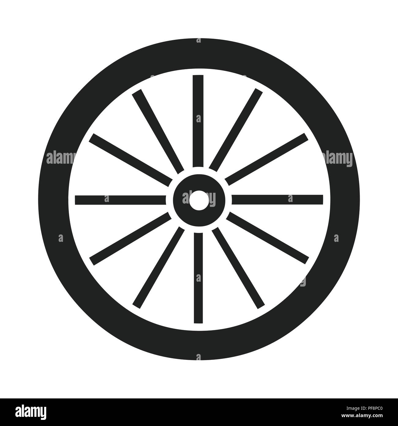 Cart-wheel icon black. Singe western icon from the wild west Stock ...