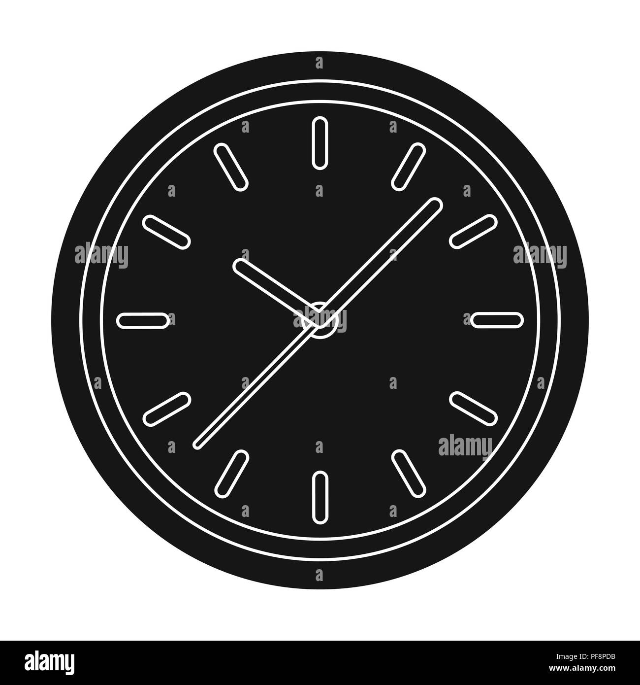 Office clock icon in black style isolated on white background. Office ...