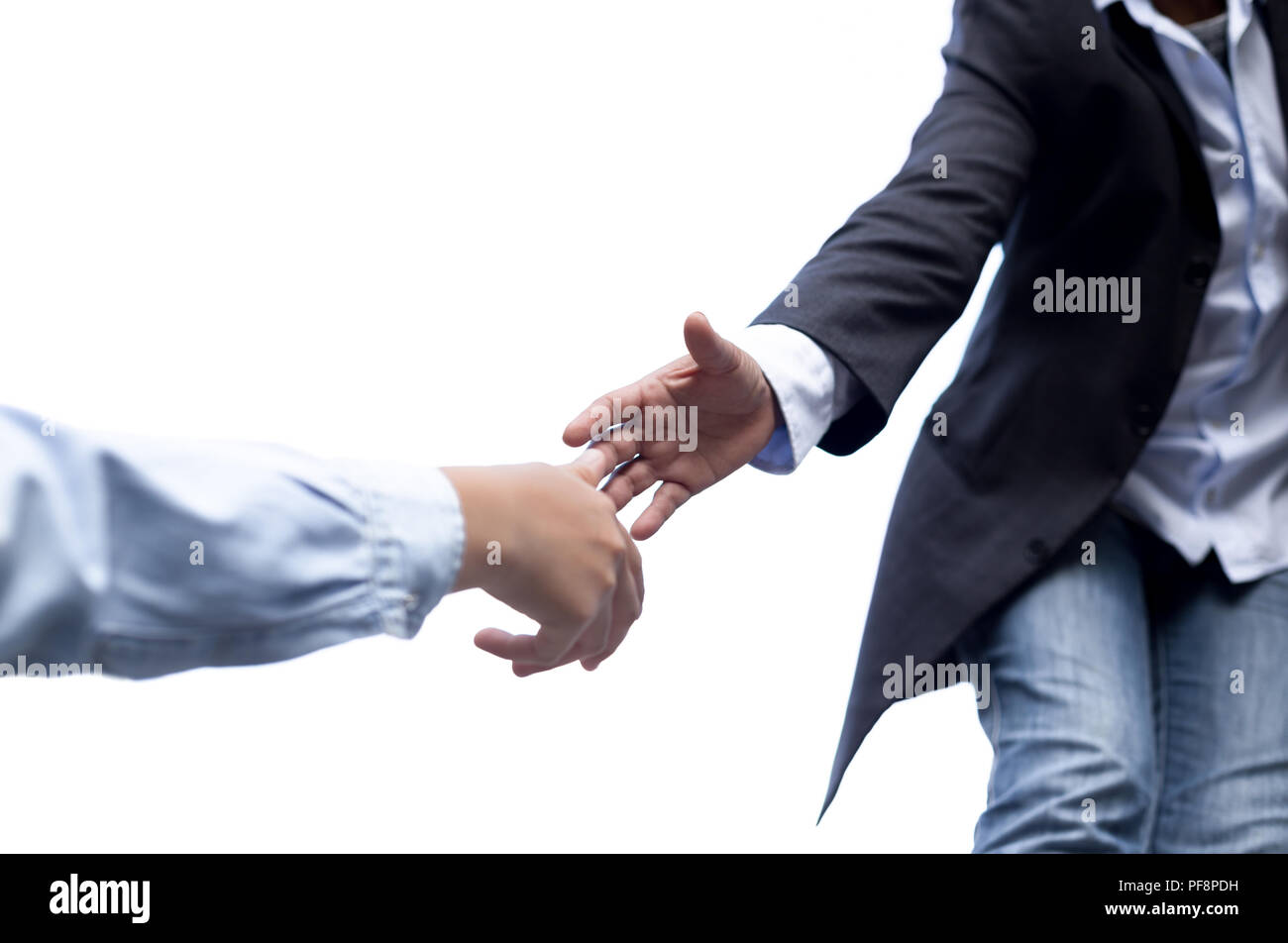 Help concept hand reaching out to help someone with blue sky Stock ...