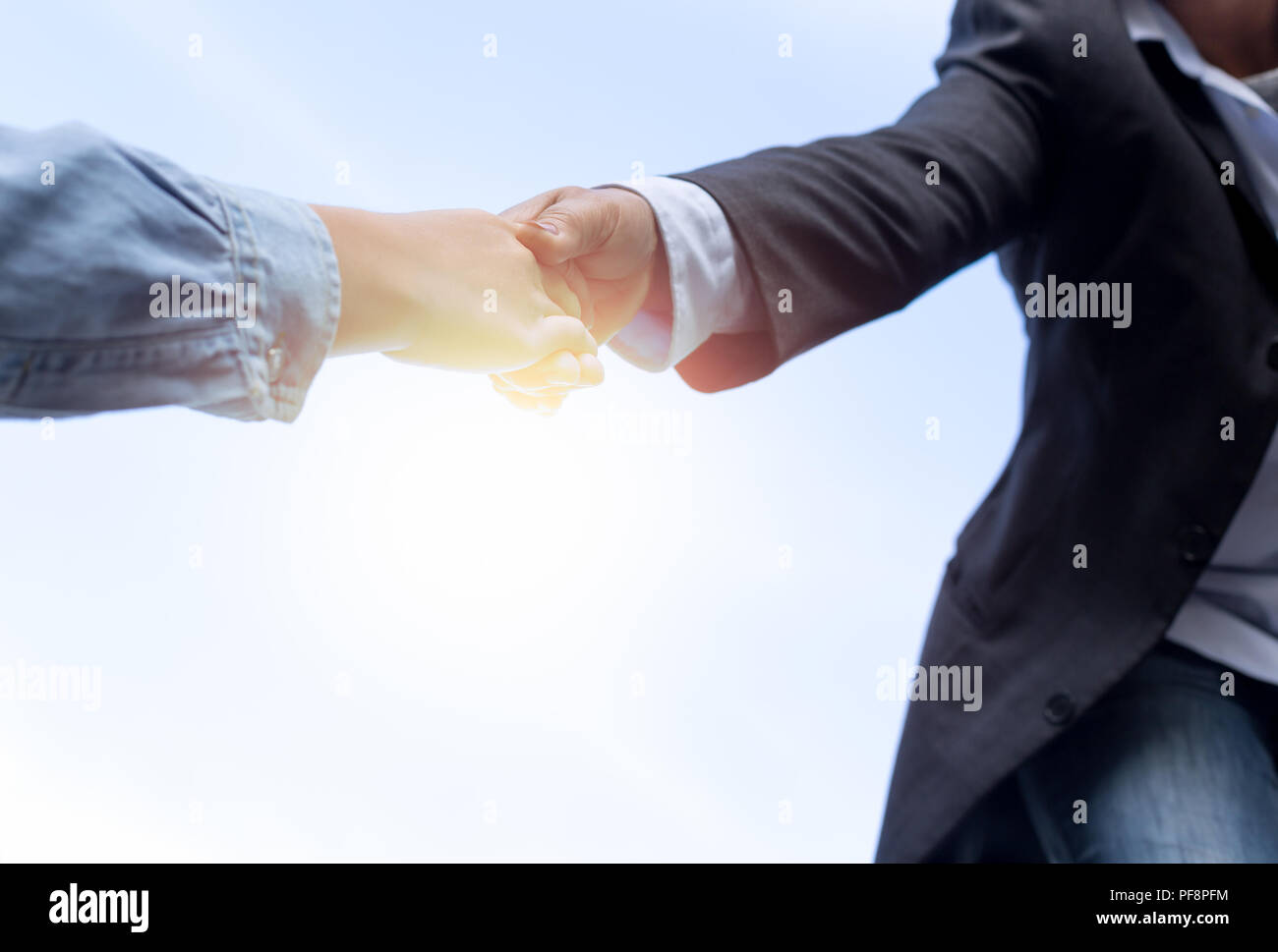 Help concept hand reaching out to help someone with blue sky Stock ...