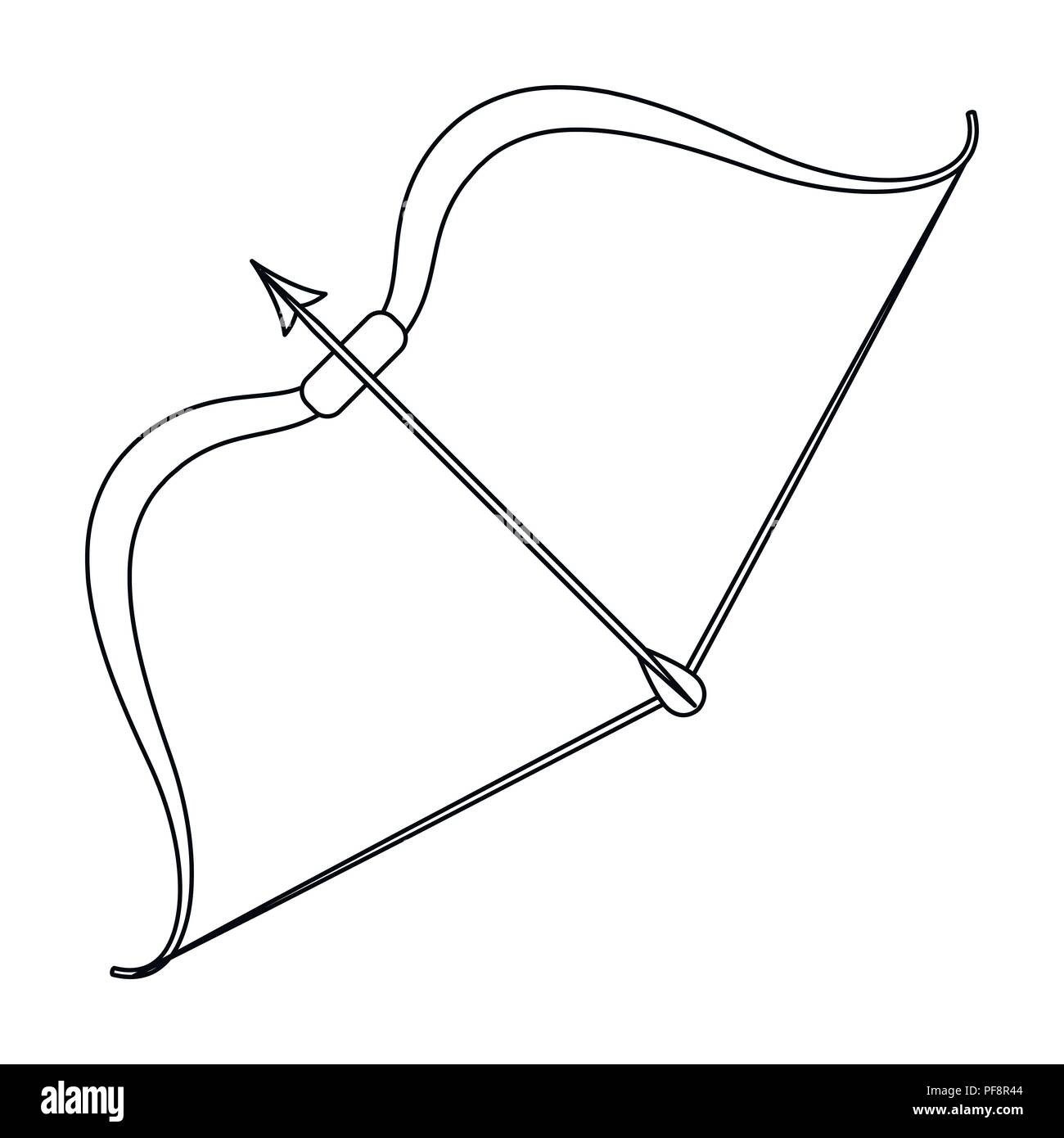 Viking bow icon in outline design isolated on white background. Vikings ...