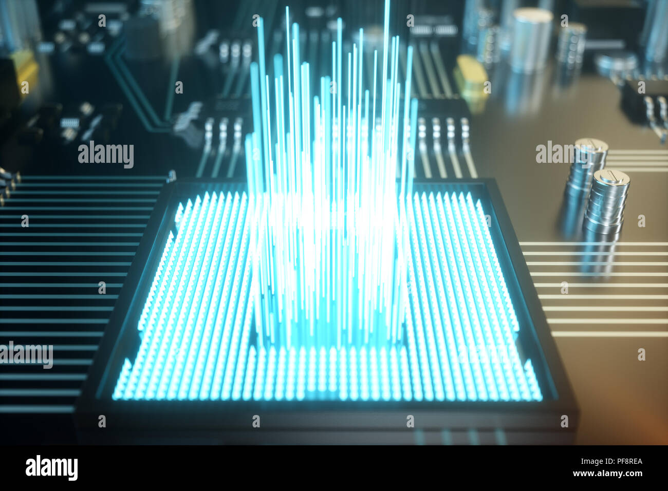 3D illustration Circuit board. Technology background. Central Computer ...