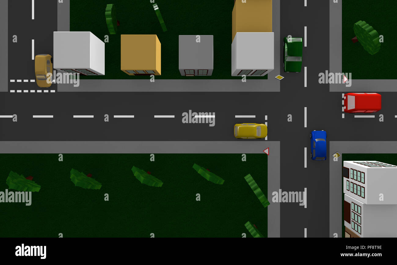 Street scene with the German road sign priority road and right of way ...