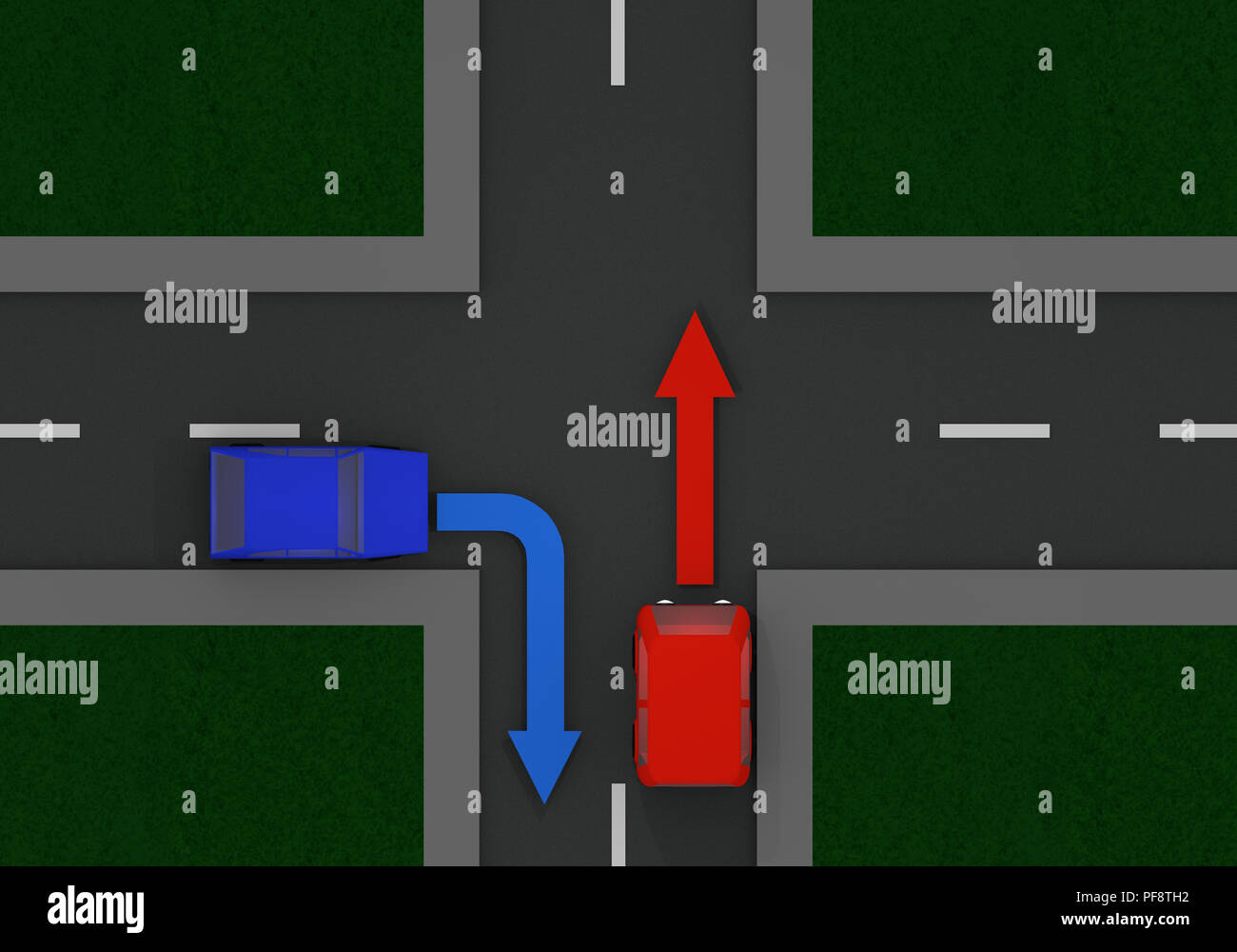 Traffic situation: right before left at an intersection in orthographic ...