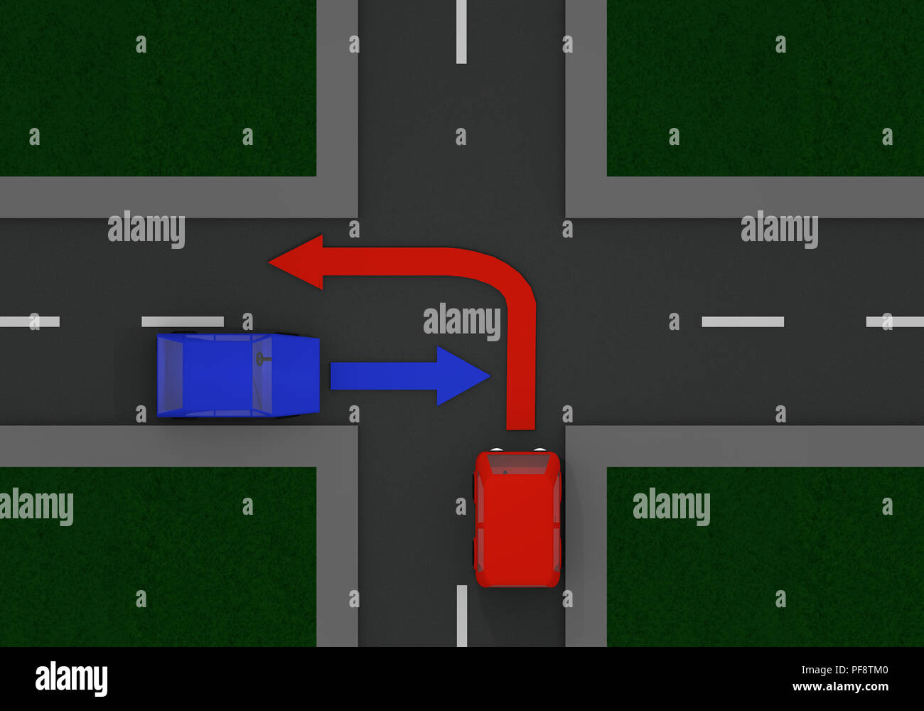 Traffic situation: right before left at an intersection in orthographic ...