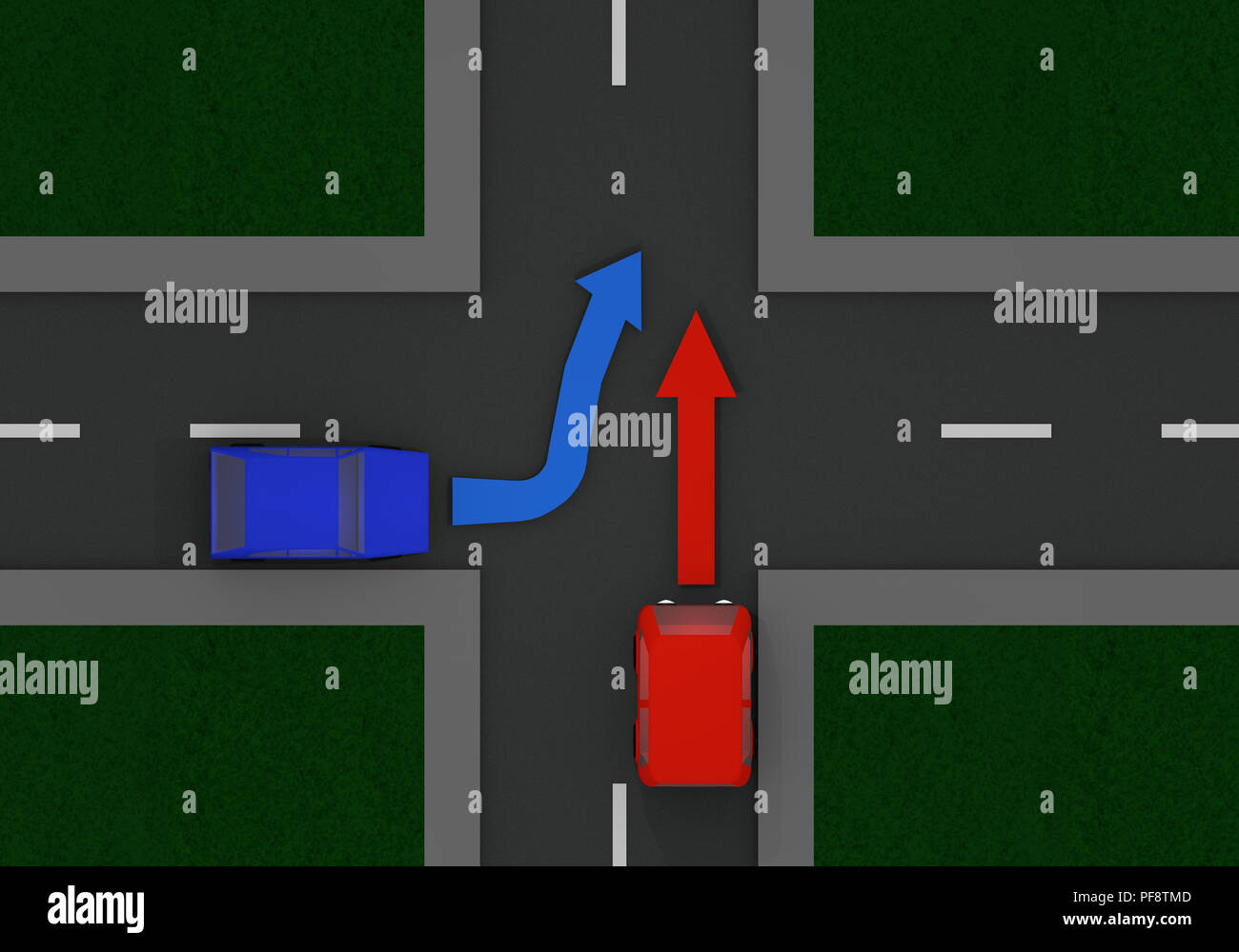 Traffic situation: right before left at an intersection in orthographic ...