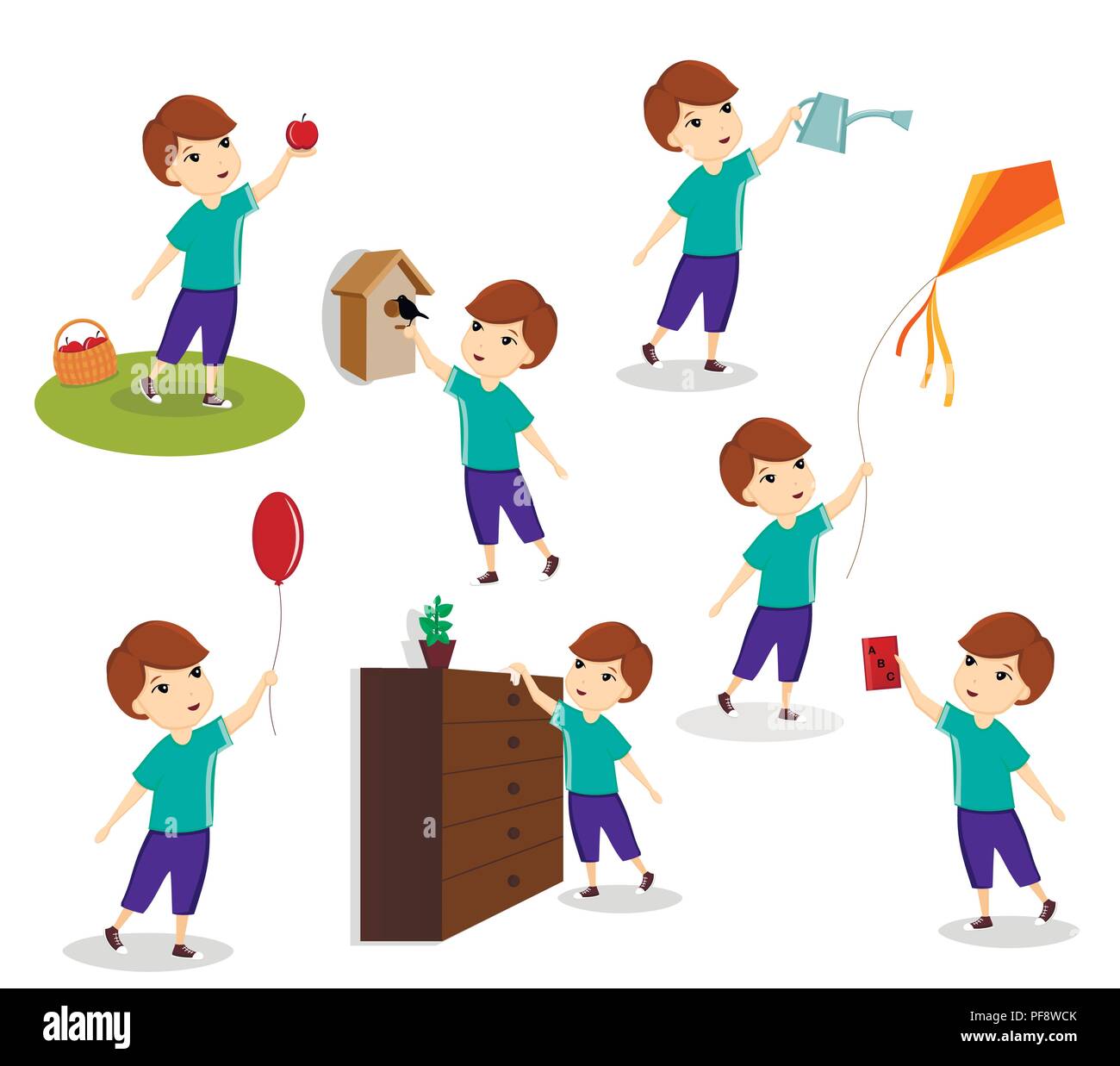 A set of images of children, children play, children help, girls and ...