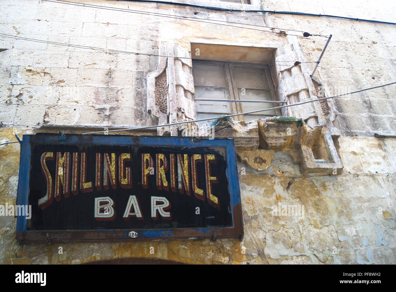 Valletta / Malta / March 11 2012: An abandoned bar in the old red light ...