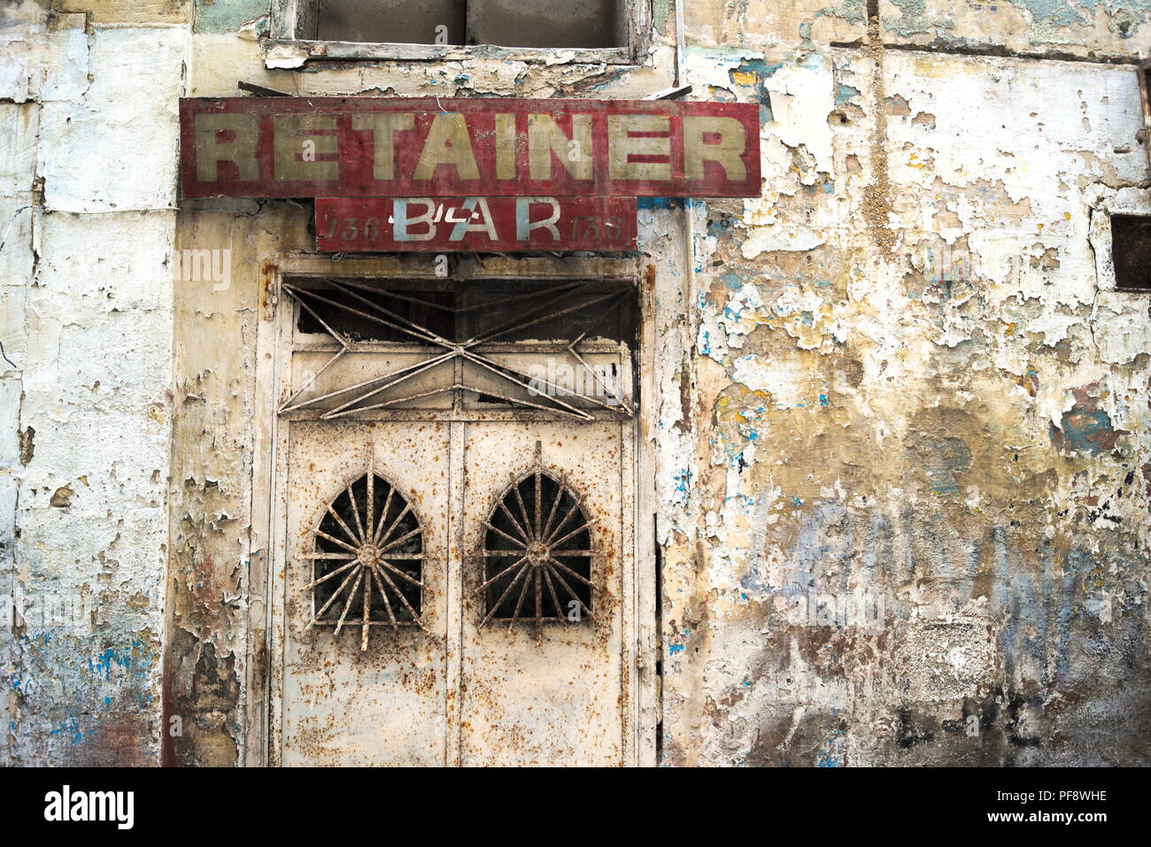 Valletta / Malta / March 11 2012: A disused bar, on the 'gut' or Strait ...