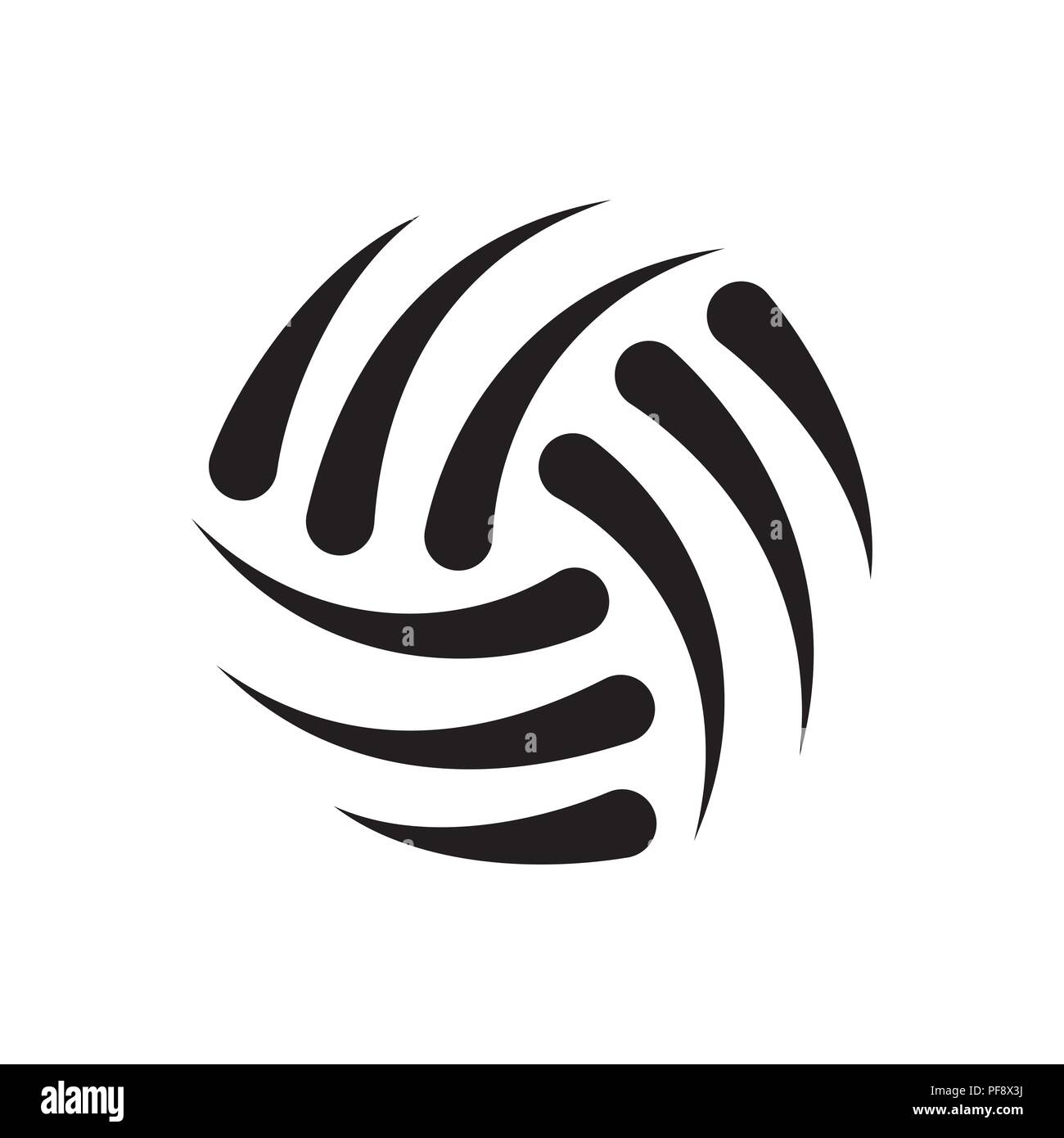 Black abstract volleyball ball silhouette isolated on white background ...