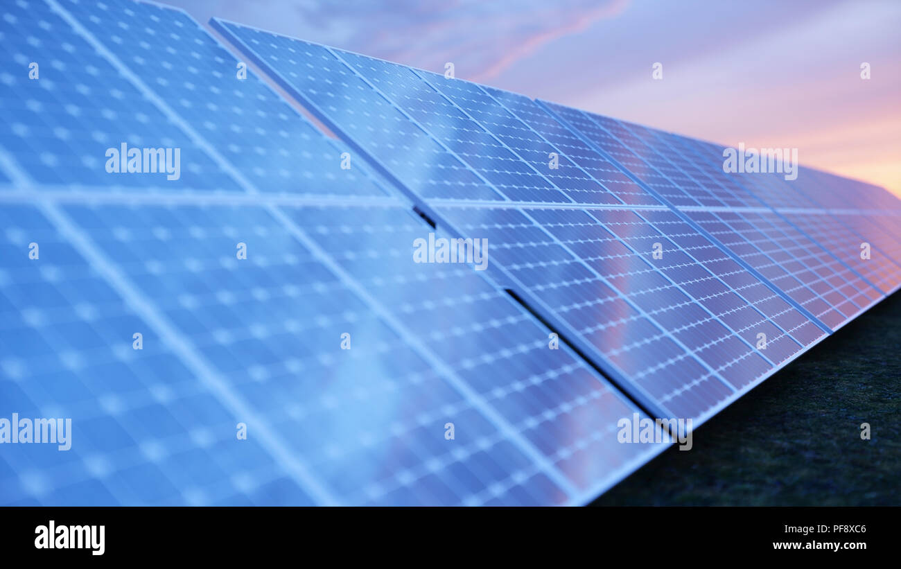 3D illustration solar power generation technology. Alternative energy ...