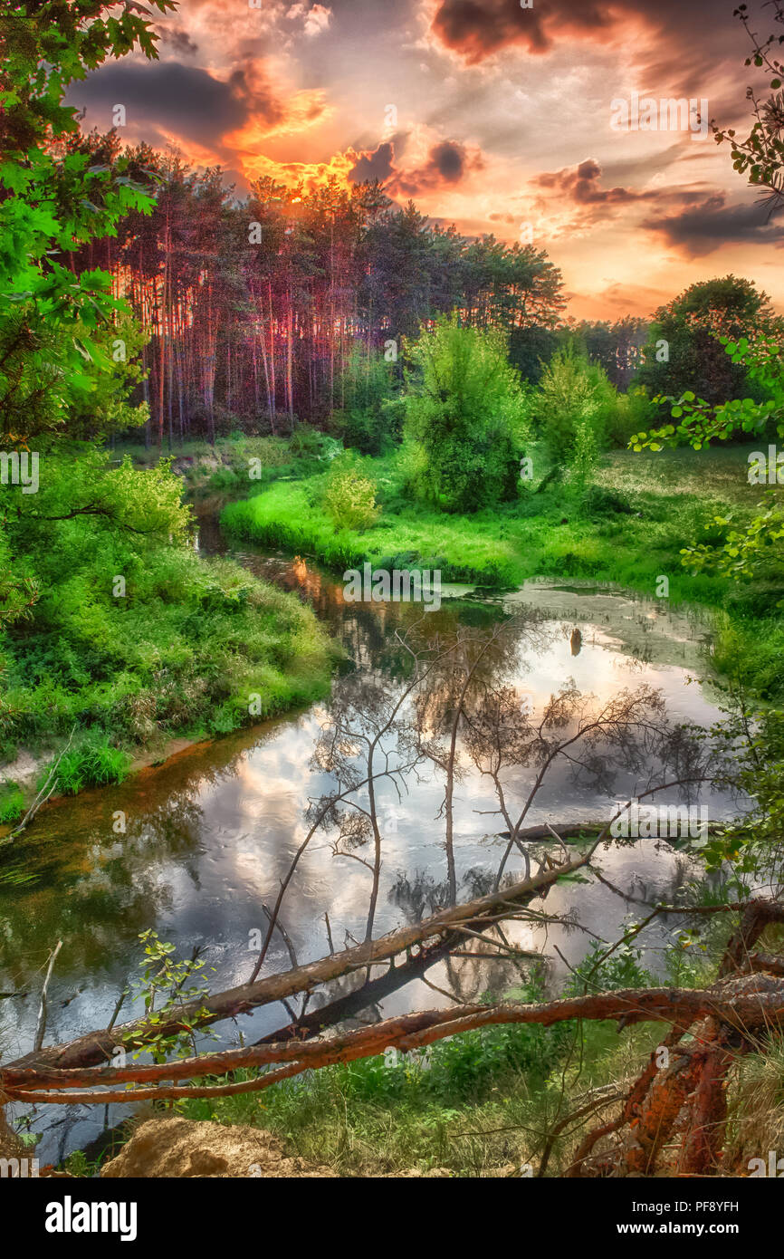 Summer landscape over a wild river Stock Photo - Alamy