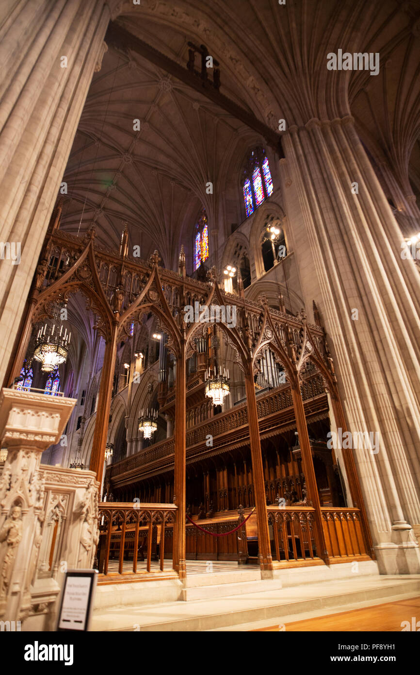 The interior of the National Cathedral in Washington, DC, USA. The ...