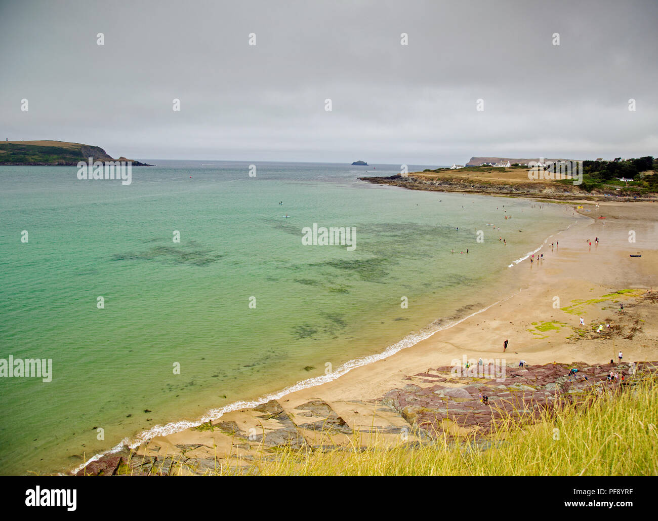 Beach scene with beautiful golden sand at Cornwall, England Stock Photo ...