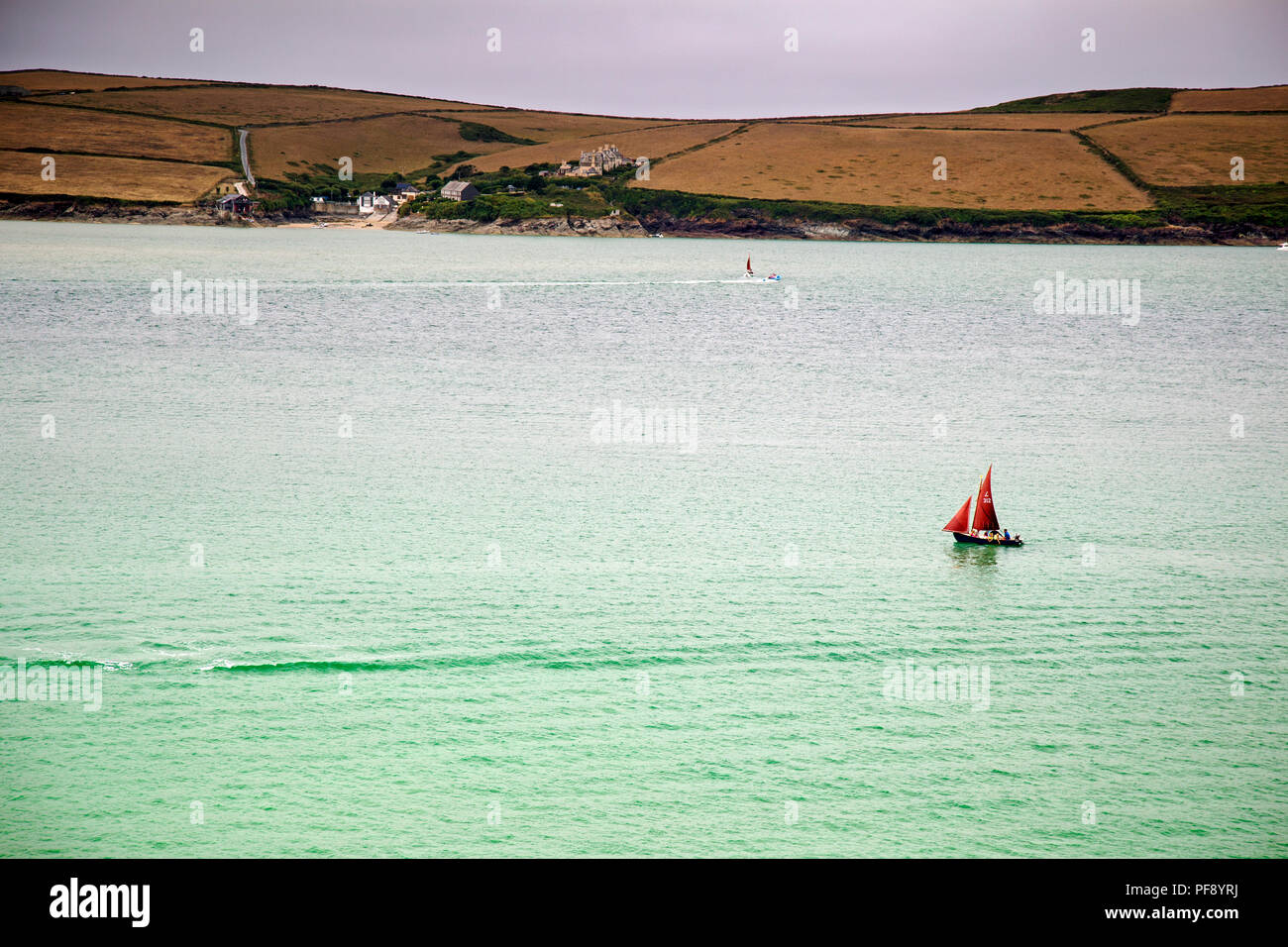 Beach scene with beautiful golden sand at Cornwall, England Stock Photo ...
