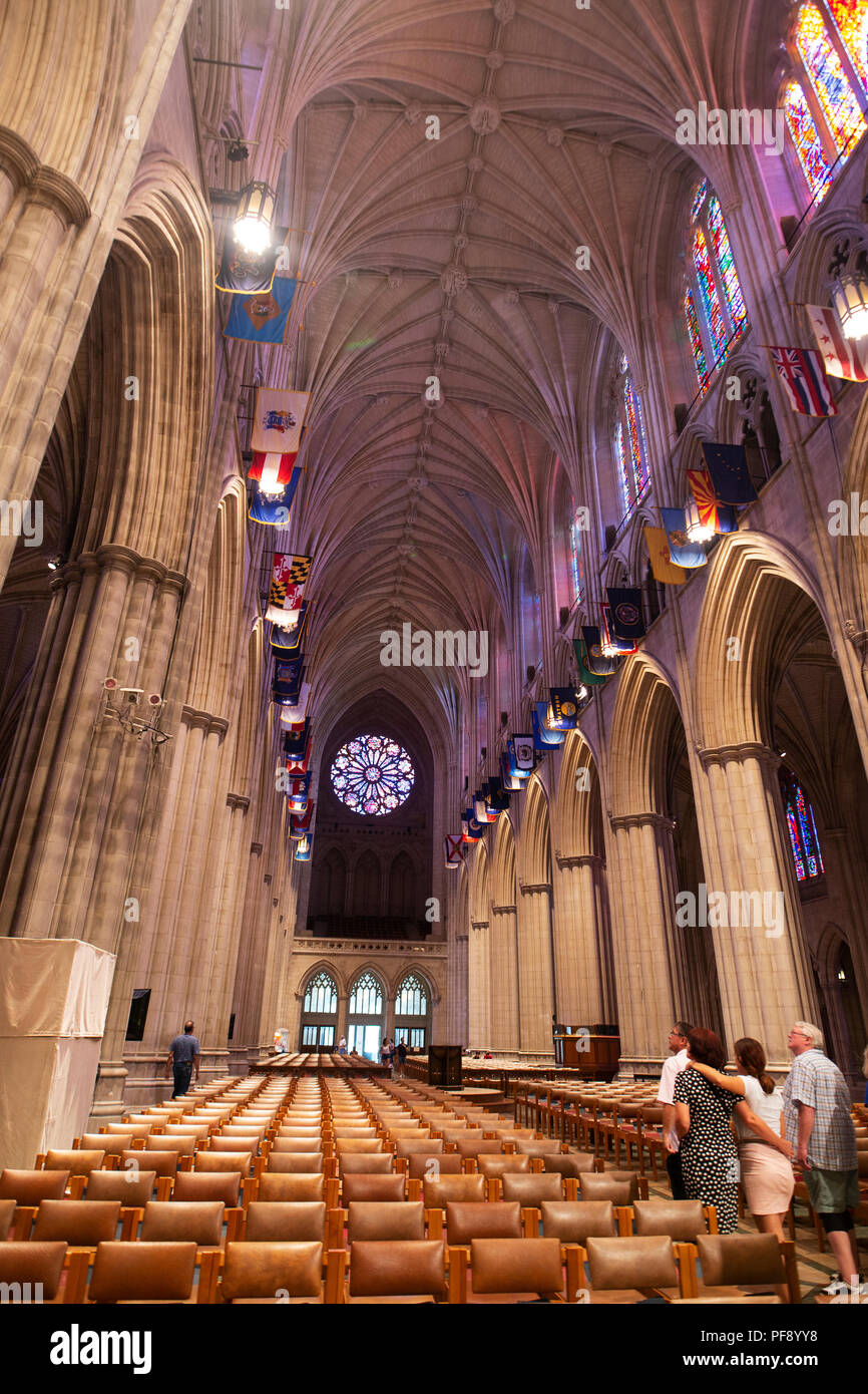 The nave and crossing of the National Cathedral in Washington, DC, USA ...