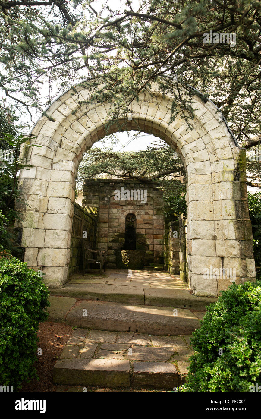 A stone archway in the Bishop's Garden at the National Cathedral in ...