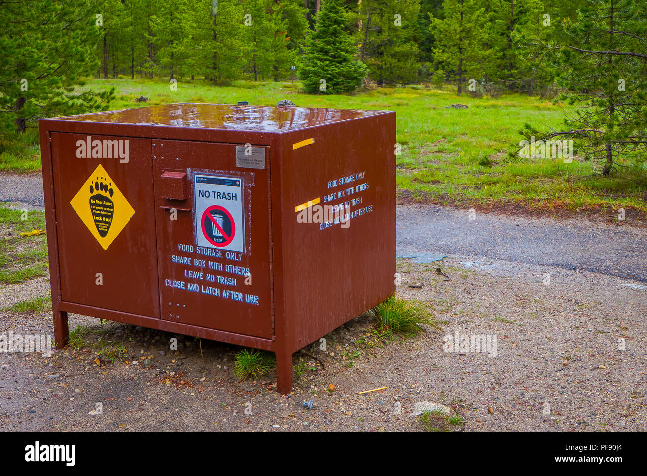 JACKSON, WYOMING, USA, JUNE, 07, 2018: Outdoor view of bear proof food ...
